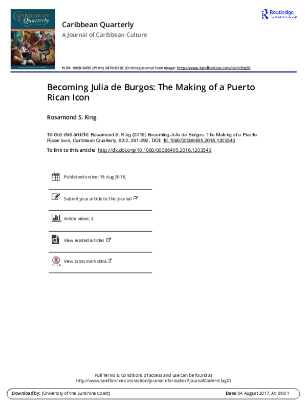 (PDF) Becoming Julia de Burgos: the making of a Puerto Rican icon