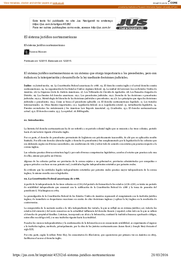 (PDF) El sistema jurídico norteamericano