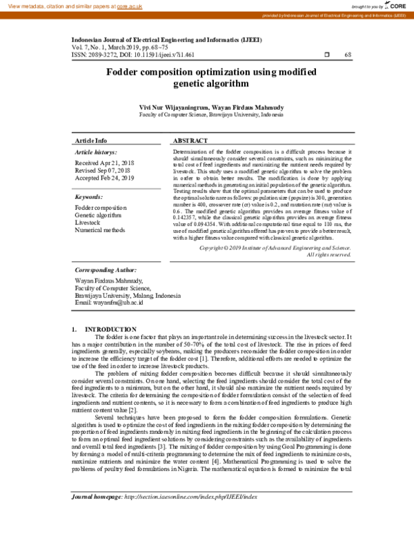 (PDF) Fodder composition optimization using modified genetic algorithm | Vivi Nur Wijayaningrum ...