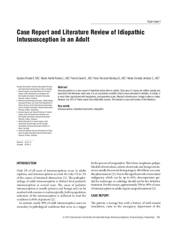 (PDF) Case Report and Literature Review of Idiopathic Intussusception ...