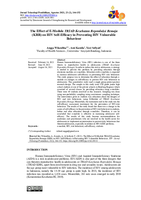(PDF) The Effect of E-Module TRIAD Kesehatan Reproduksi Remaja (KRR) on ...