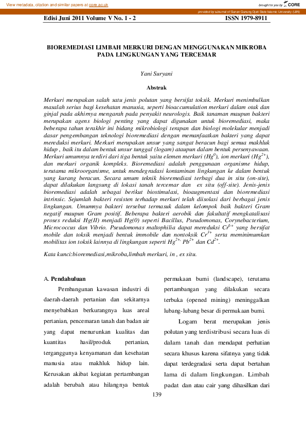 (PDF) Bioremediasi Limbah Merkuri Dengan Menggunakan Mikroba Pada ...