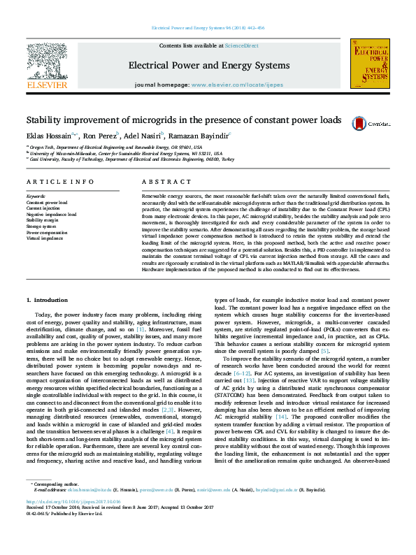 (PDF) Stability improvement of microgrids in the presence of constant ...