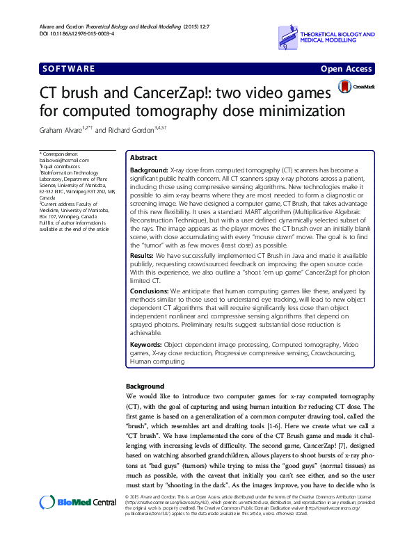(PDF) CT brush and CancerZap!: two video games for computed tomography ...