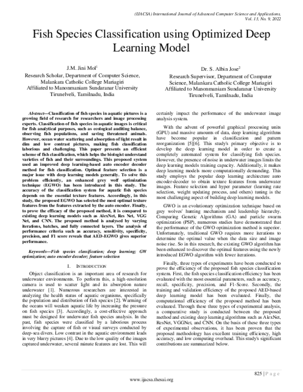 (PDF) Fish Species Classification using Optimized Deep Learning Model