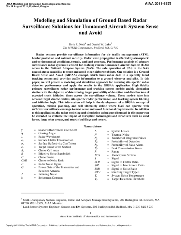 (PDF) Modeling and Simulation of Ground Based Radar Surveillance ...