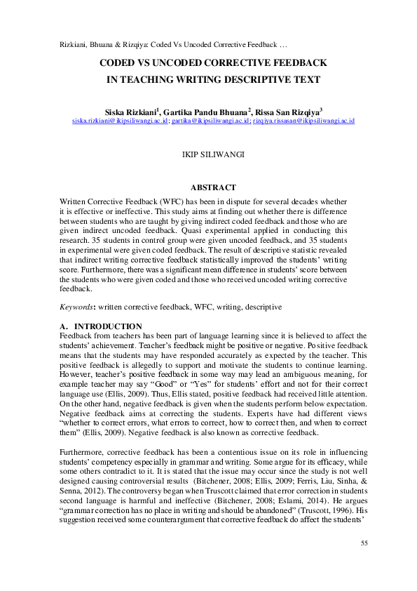 (PDF) Coded vs Uncoded Corrective Feedback in Teaching Writing ...
