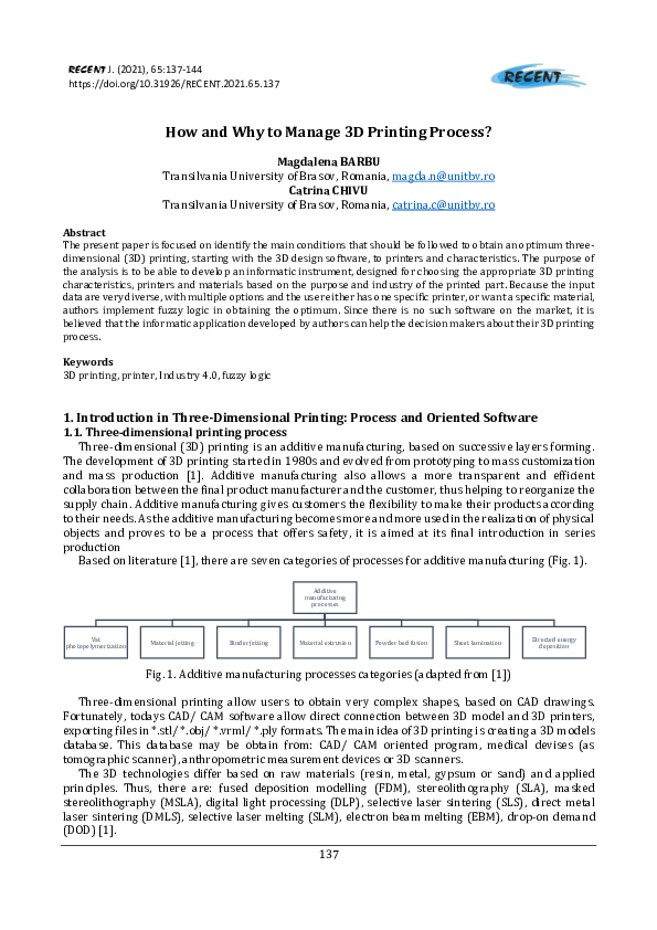 (PDF) How and Why to Manage 3D Printing Process?