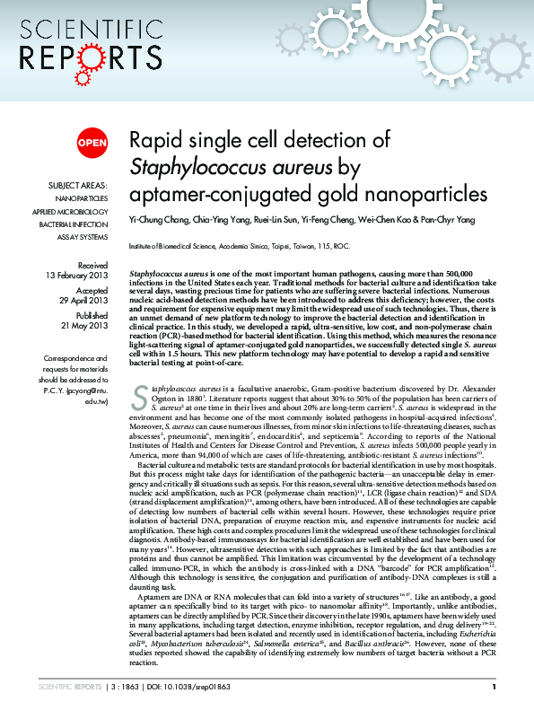 (PDF) Rapid single cell detection of Staphylococcus aureus by aptamer ...