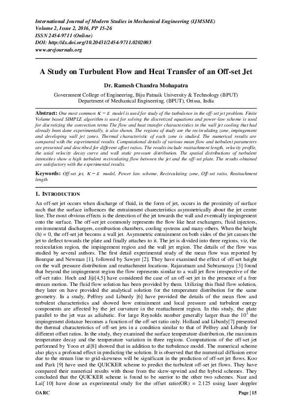 (PDF) Turbulent Flow and Heat Transfer in Offset Jets