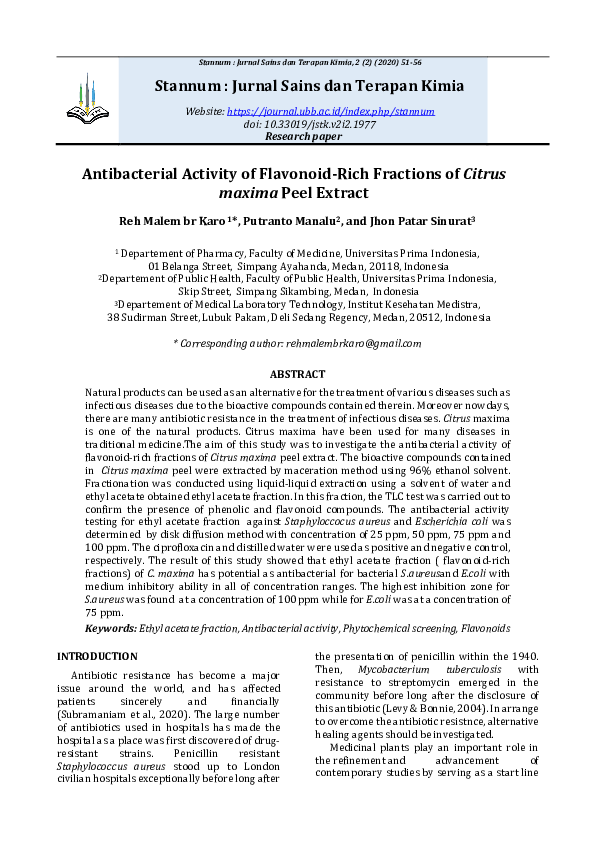 (PDF) Antibacterial Activity of Flavonoid-Rich Fractions Of Citrus ...