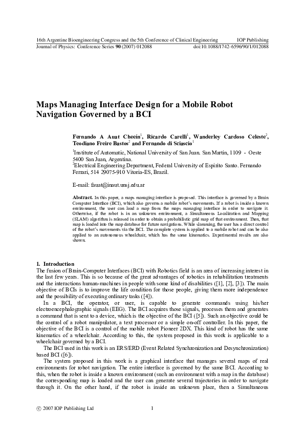 (PDF) Maps managing interface design for a mobile robot navigation governed by a BCI