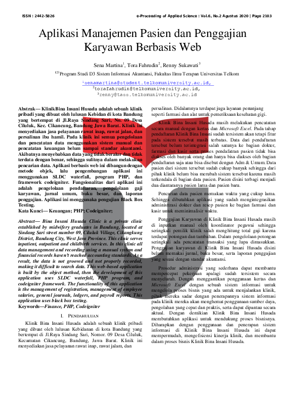 (PDF) Aplikasi Manajemen Pasien dan Penggajian Karyawan Berbasis Web