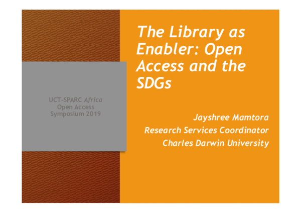 (PDF) The Library as Enabler: Open Access and the SDGs