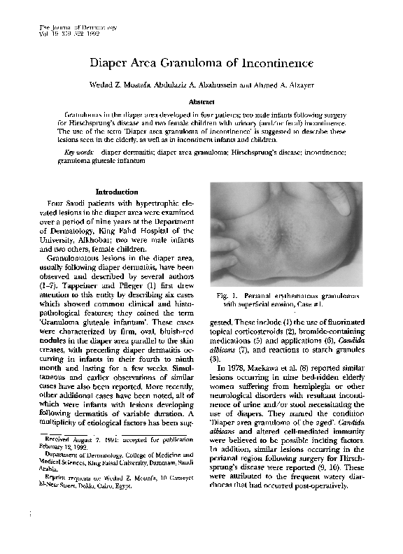 (PDF) Diaper Area Granuloma of Incontinence