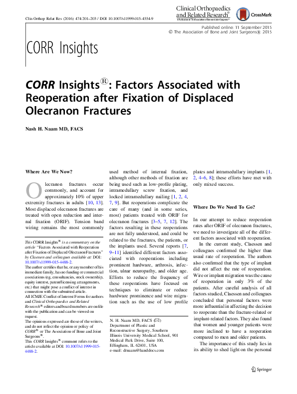 (PDF) CORR Insights®: Factors Associated with Reoperation after ...