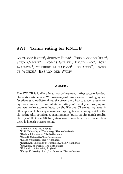 (PDF) SWI-Tennis rating for KNLTB