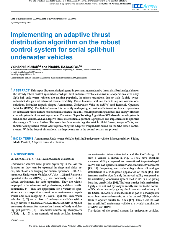 Pdf Implementing An Adaptive Thrust Distribution Algorithm On The
