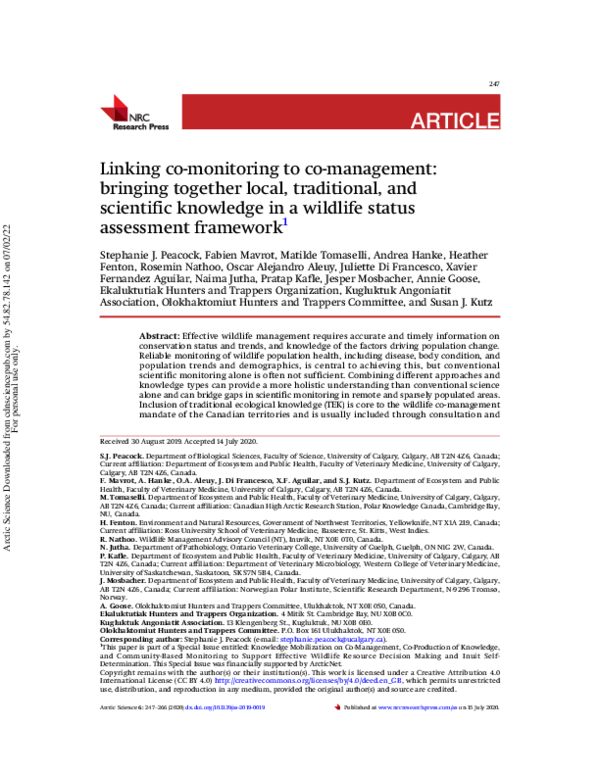 (PDF) Linking co-monitoring to co-management: bringing together local ...