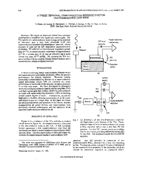 (PDF) A three-terminal semiconductor-superconductor transimpedance amplifier