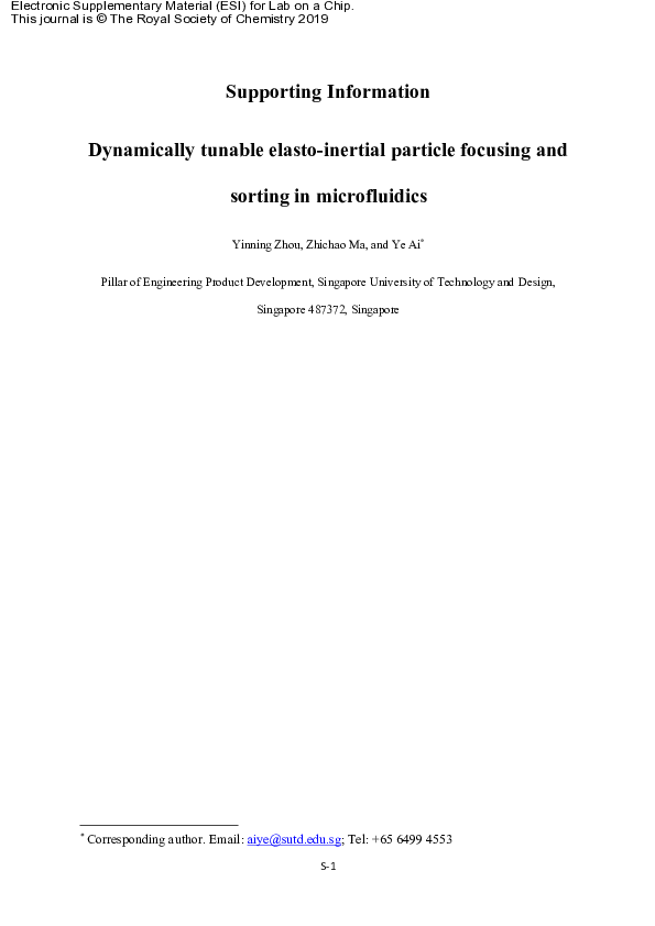(PDF) Dynamically tunable elasto-inertial particle focusing and sorting in microfluidics