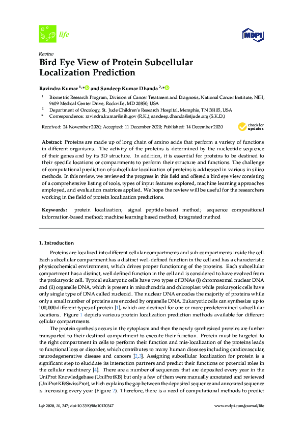 (PDF) Bird Eye View of Protein Subcellular Localization Prediction