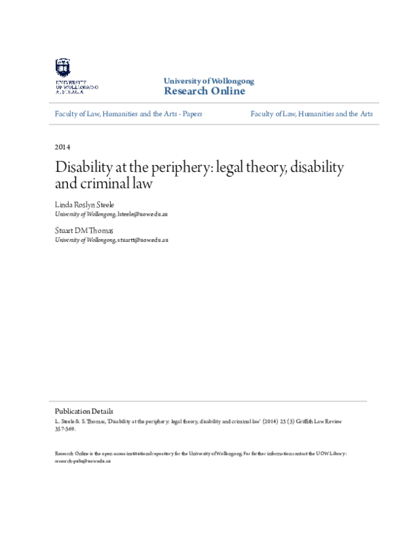 (PDF) Disability at the periphery: legal theory, disability and ...