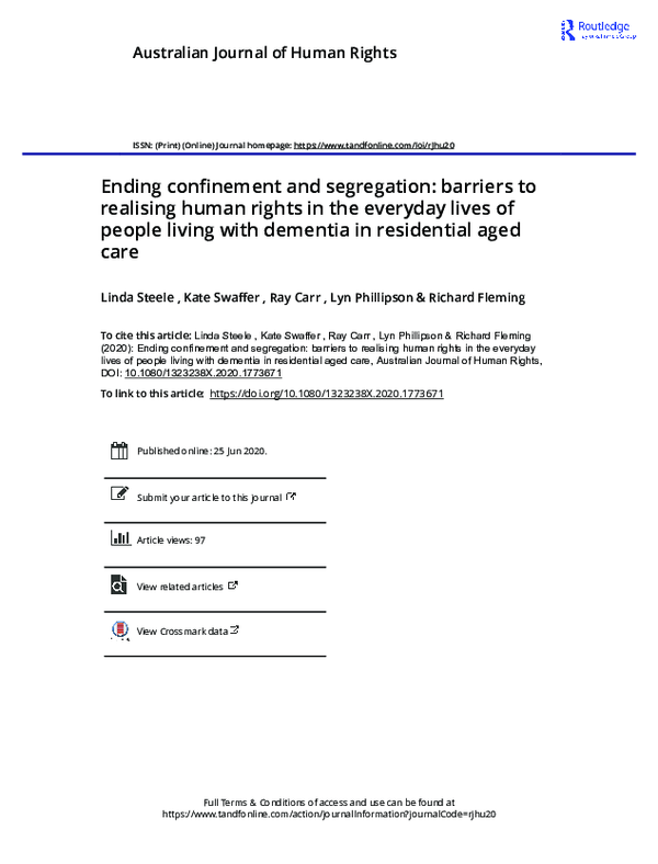 (PDF) Ending confinement and segregation: barriers to realising human ...