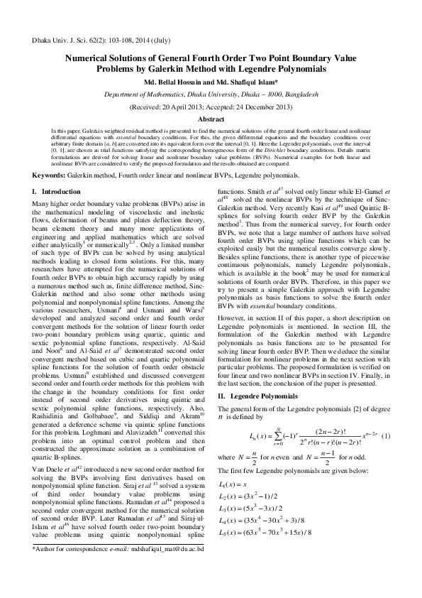 (PDF) Numerical Solutions of General Fourth Order Two Point Boundary Value Problems by Galerkin ...