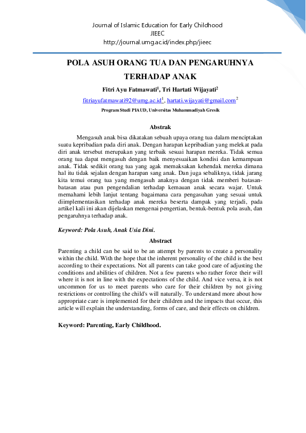 (PDF) Pola Asuh Orang Tua Dan Pengaruhnya Terhadap Anak