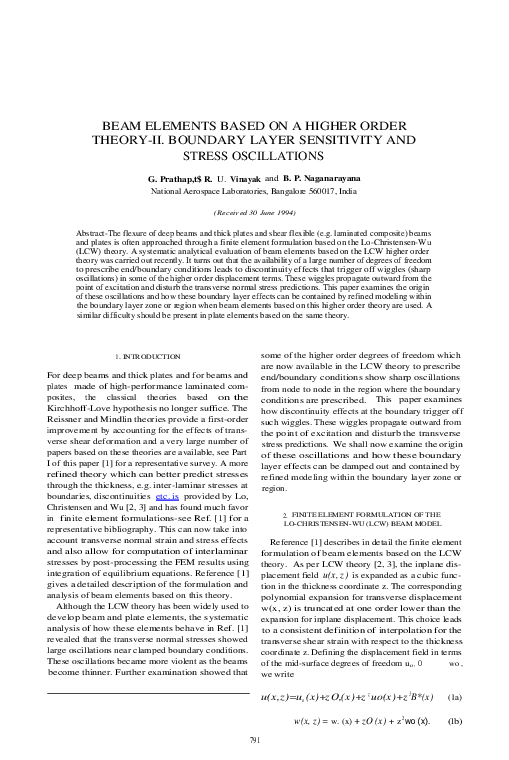 (PDF) Beam elements based on a higher order theory—II. Boundary layer ...