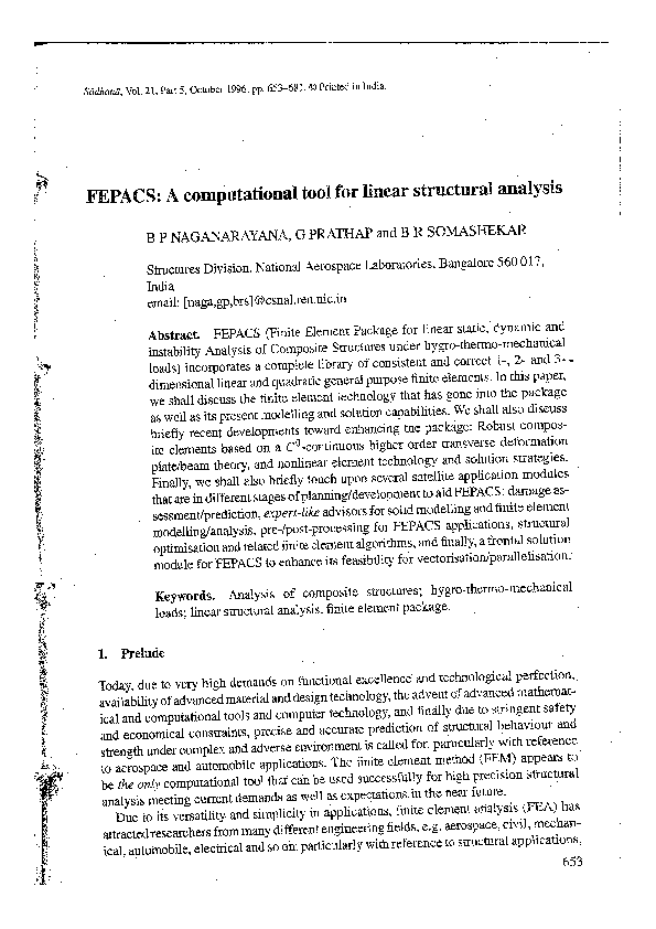 (PDF) FEPACS: A computational tool for linear structural analysis