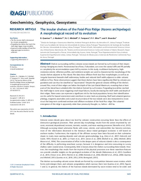 (PDF) The insular shelves of the Faial-Pico Ridge (Azores archipelago ...