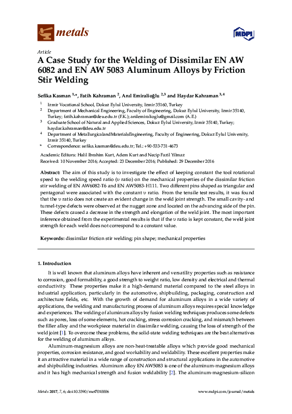 (PDF) Friction Stir Welding of Dissimilar Al Alloys