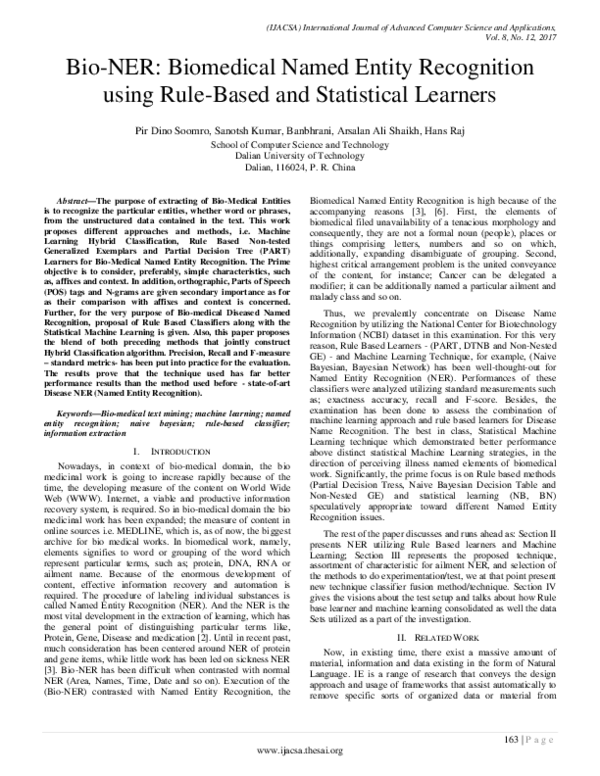 (PDF) Bio-NER: Biomedical Named Entity Recognition using Rule-Based and ...