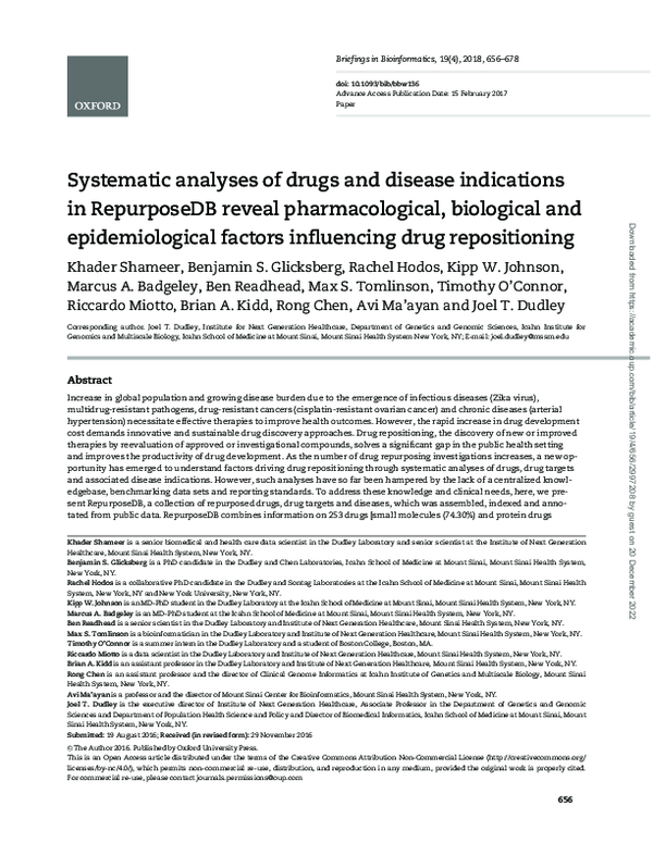 (PDF) Systematic analyses of drugs and disease indications in ...