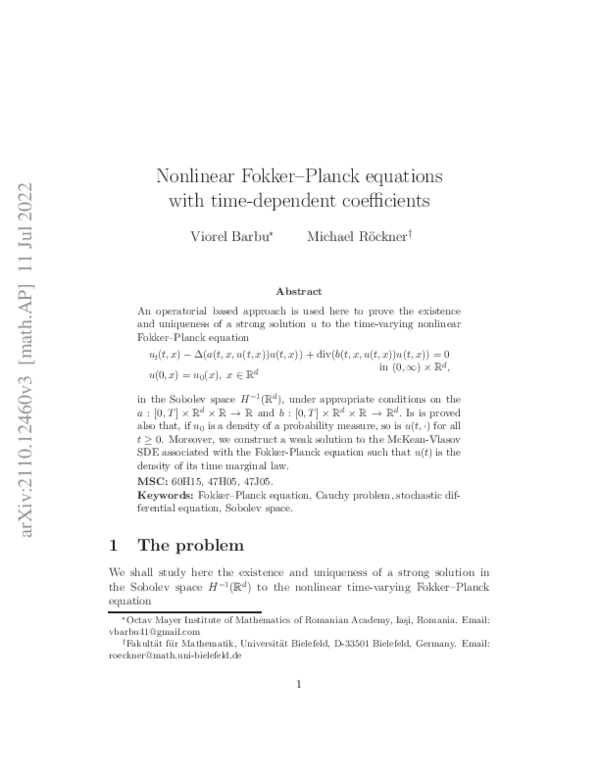 (PDF) Nonlinear Fokker-Planck equations with time-dependent coefficients