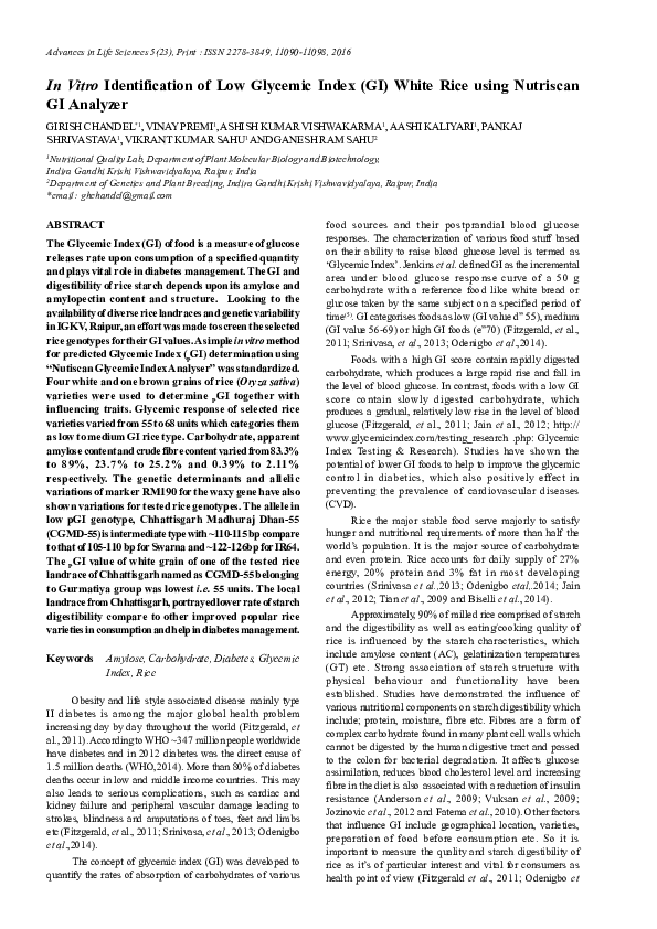 (PDF) In Vitro Identification of Low Glycemic Index (GI) White Rice ...