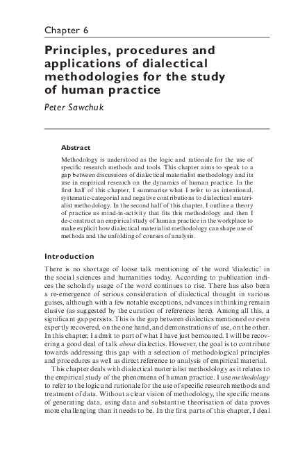 (PDF) Principles, procedures and applications of dialectical methodologies for the study of ...