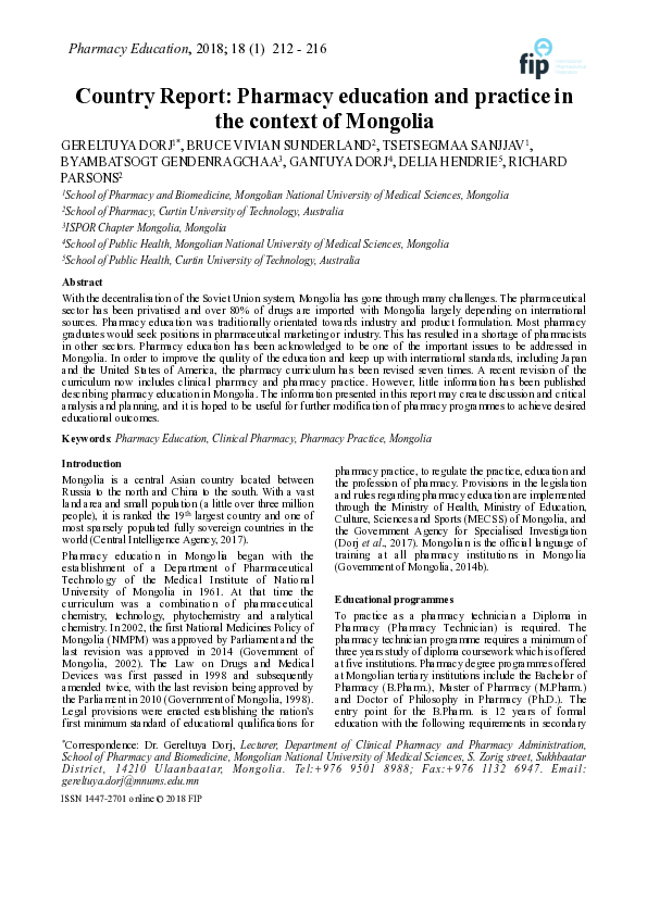 (PDF) Country report: Pharmacy education and practice in the context of ...