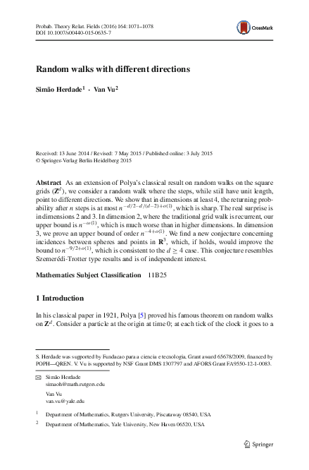 (PDF) Random walks with different directions