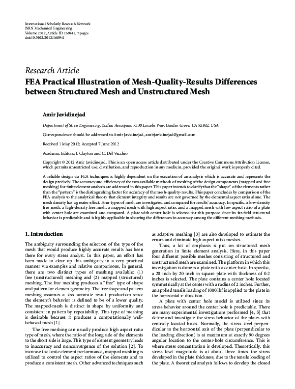 (PDF) FEA Practical Illustration of Mesh-Quality-Results Differences ...
