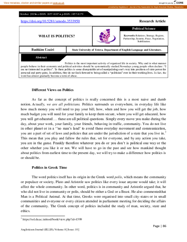 (PDF) What is Politics?