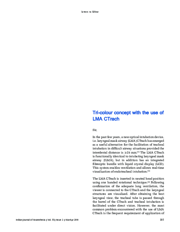 (PDF) Tri-colour concept with the use of LMA CTrach