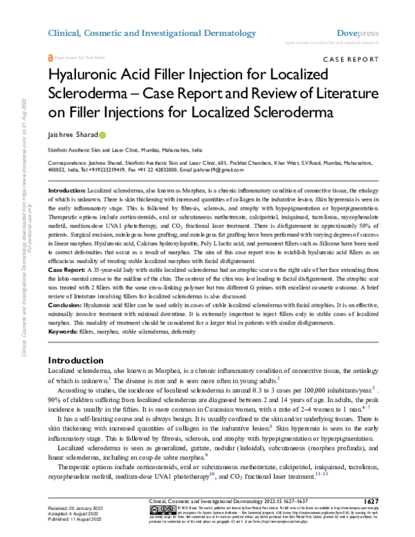 (PDF) Hyaluronic Acid Filler Injection for Localized Scleroderma – Case ...