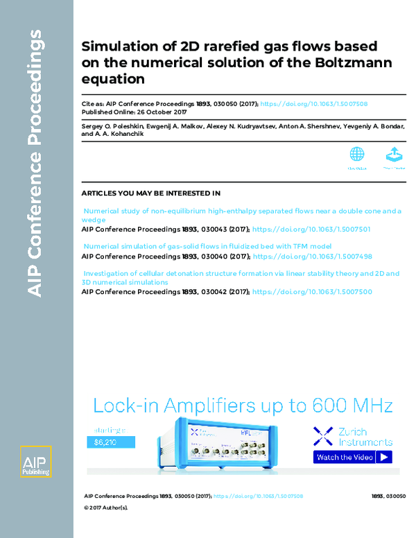 (PDF) Simulation of 2D rarefied gas flows based on the numerical solution of the Boltzmann equation