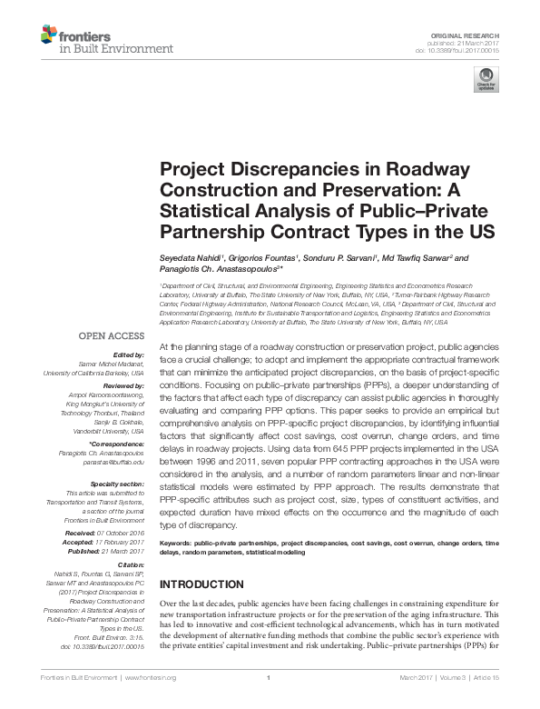 (PDF) Project Discrepancies in Roadway Construction and Preservation: A ...