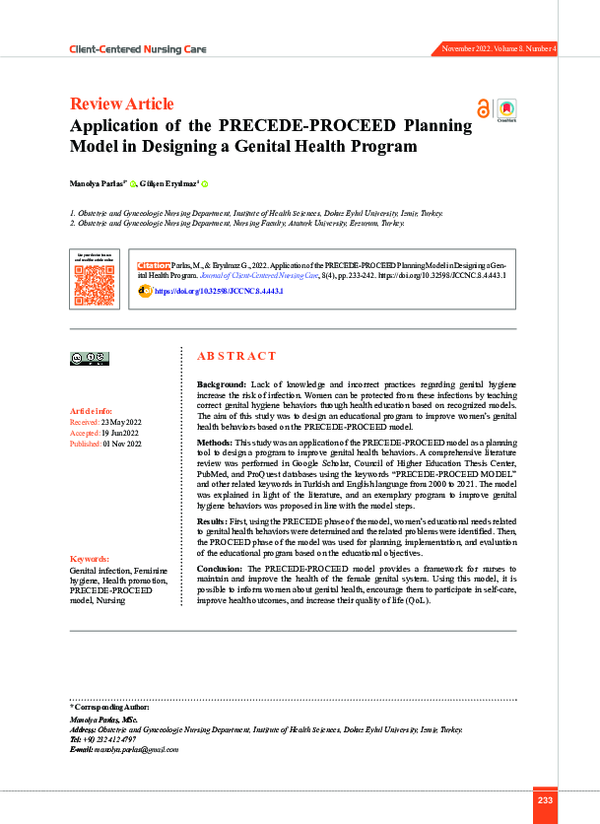 (PDF) Application of the PRECEDE-PROCEED Planning Model in Designing a ...
