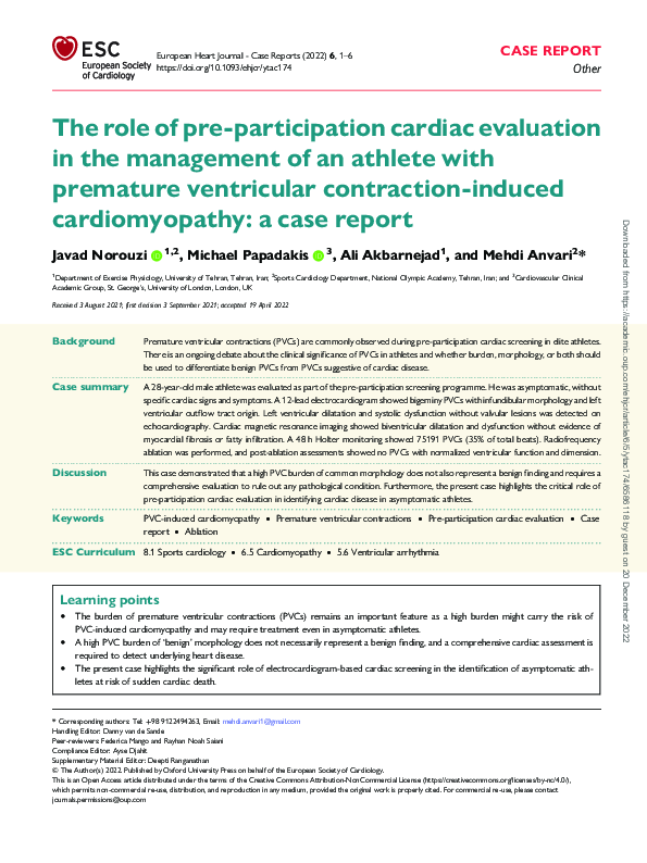 (PDF) The role of pre-participation cardiac evaluation in the ...