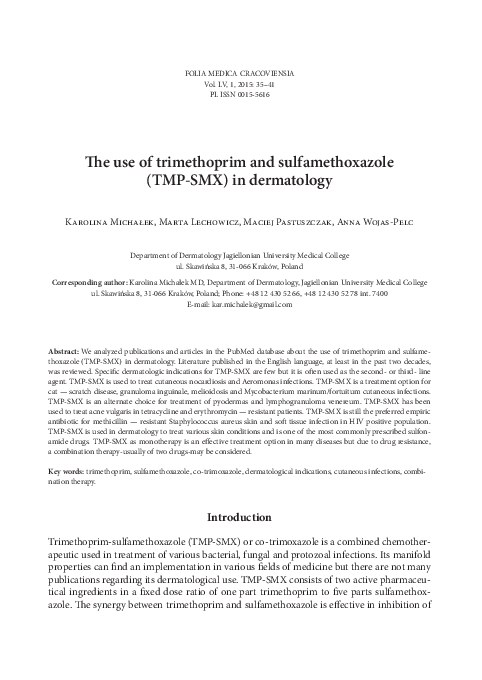(PDF) The use of trimethoprim and sulfamethoxazole (TMP-SMX) in dermatology